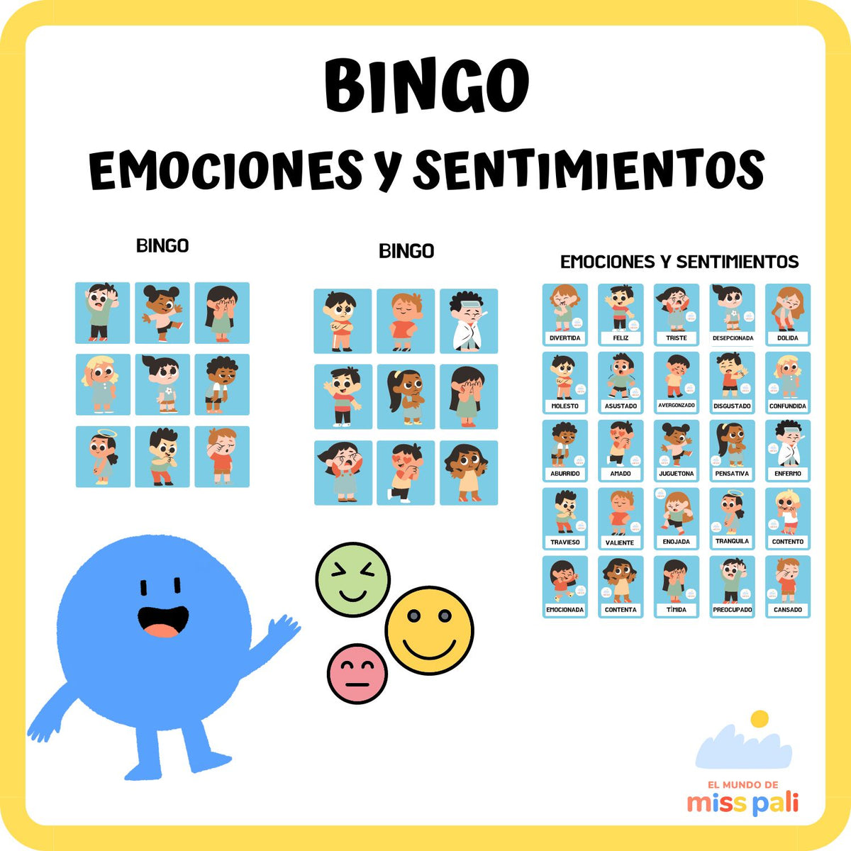 Bingo de las Emociones – El Mundo de Miss Pali