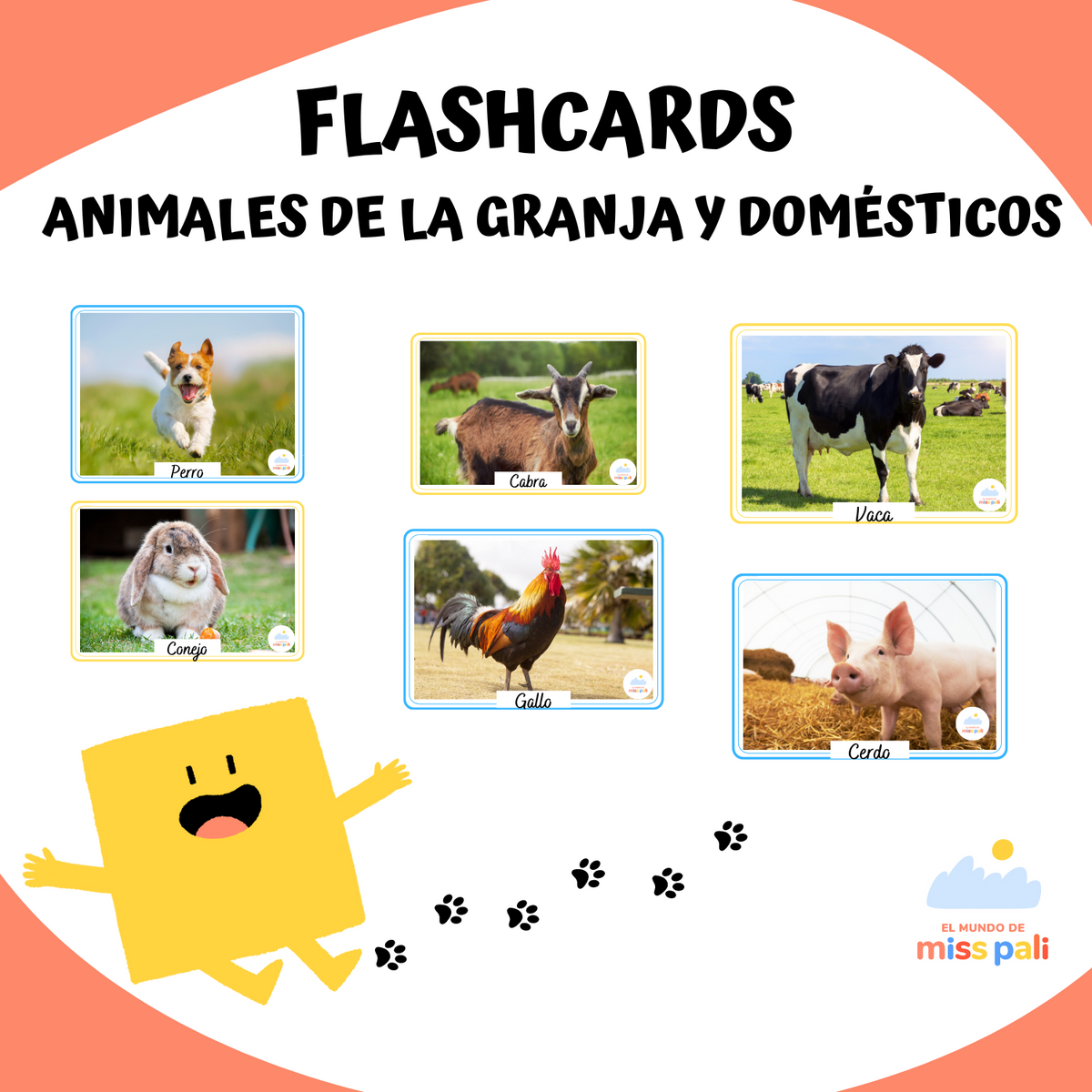 Flashcards Animales Granja y Domésticos – El Mundo de Miss Pali